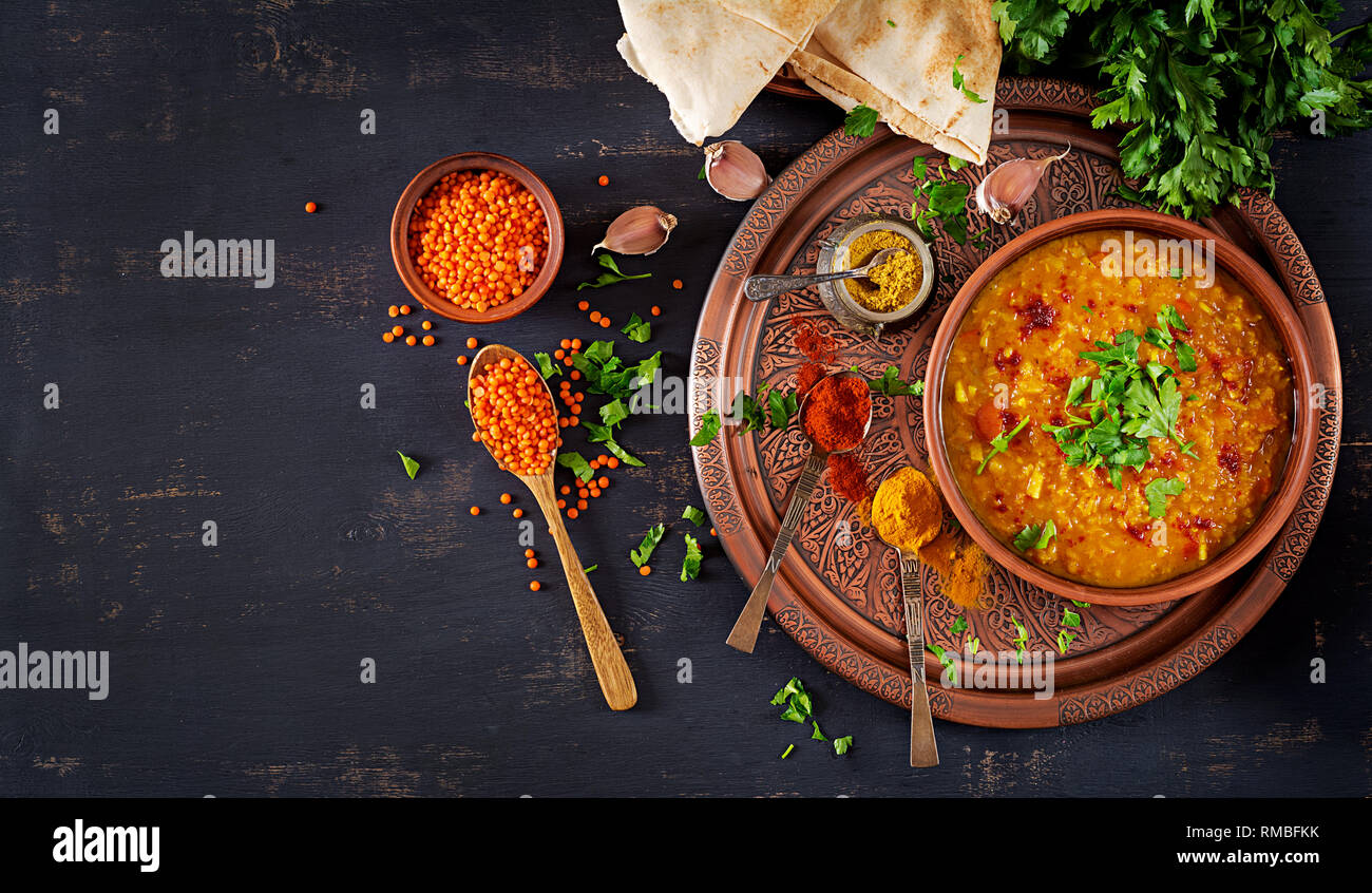 Indian dal. Food. Traditional Indian soup lentils. Indian Dhal spicy ...