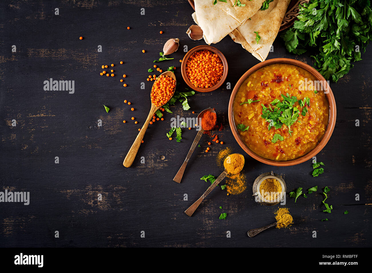 Indian dal. Food. Traditional Indian soup lentils. Indian Dhal spicy ...