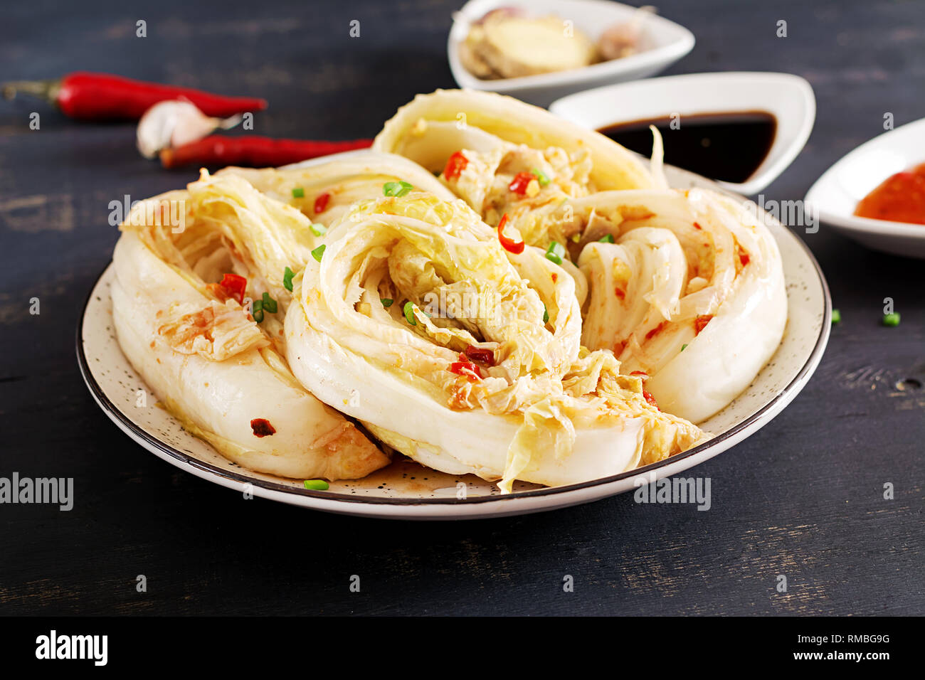 Chinese cabbage. Kimchi cabbage. Korean traditional food. Fermented ...