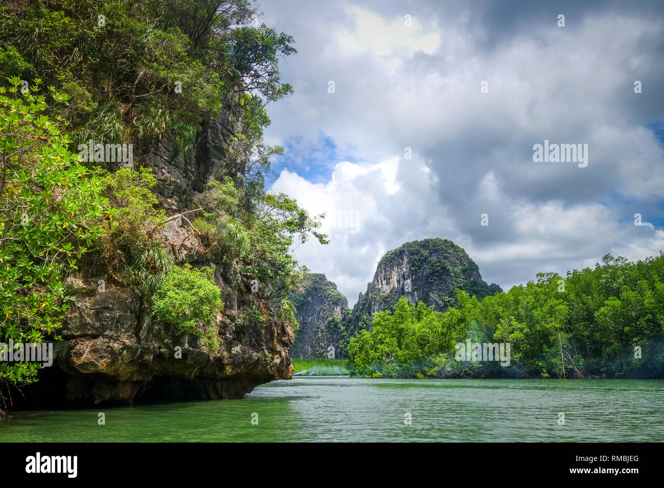 Mangrove and limestone cliffs in Phang Nga Bay, Thailand Stock Photo ...