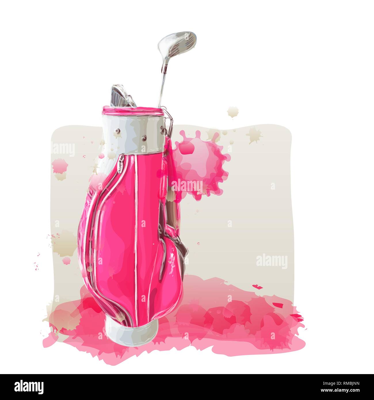 Pink golf back on watercolor painting in vector art Stock Vector Image ...