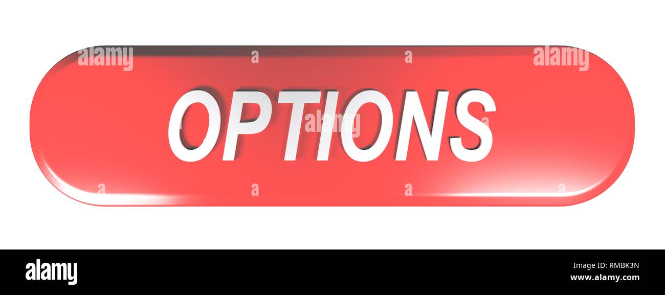 Red rounded rectangle push button OPTIONS - 3D rendering illustration Stock Photo - Alamy