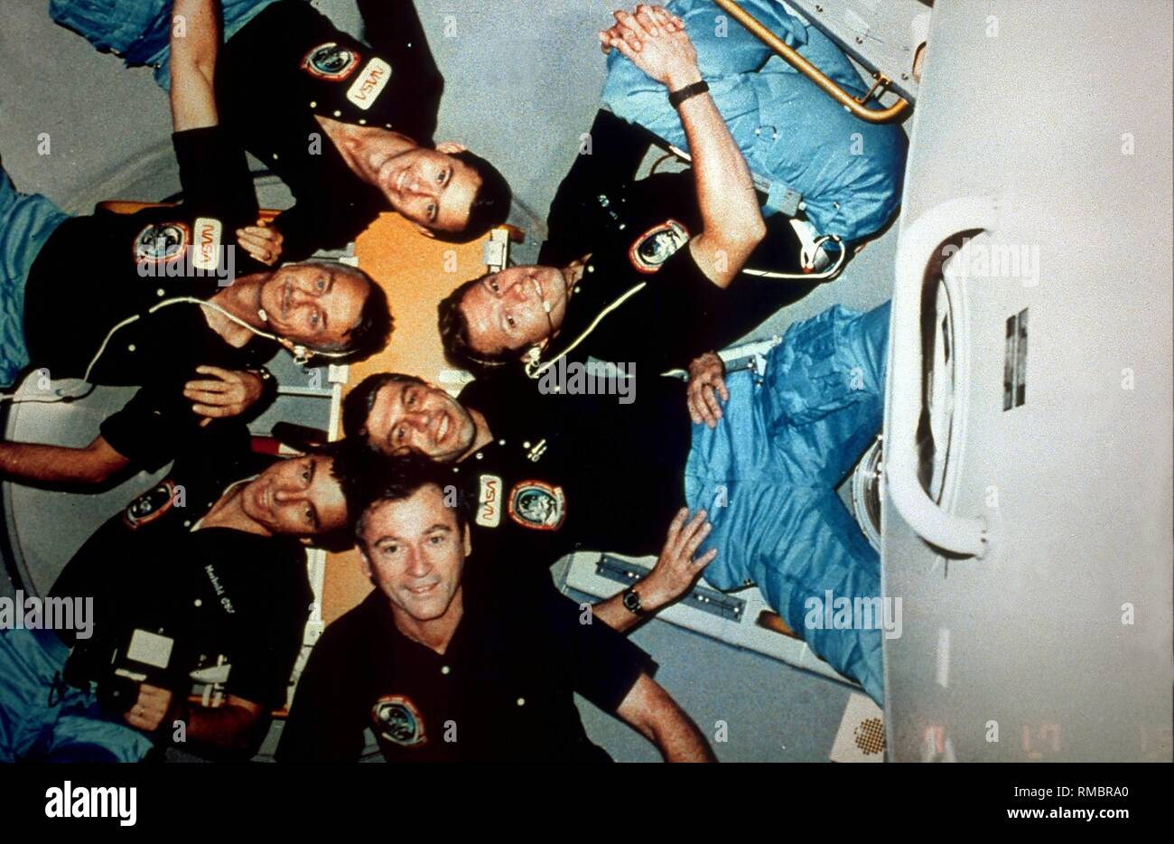 The crew of the space shuttle "Columbia" during the 9th shuttle mission ...