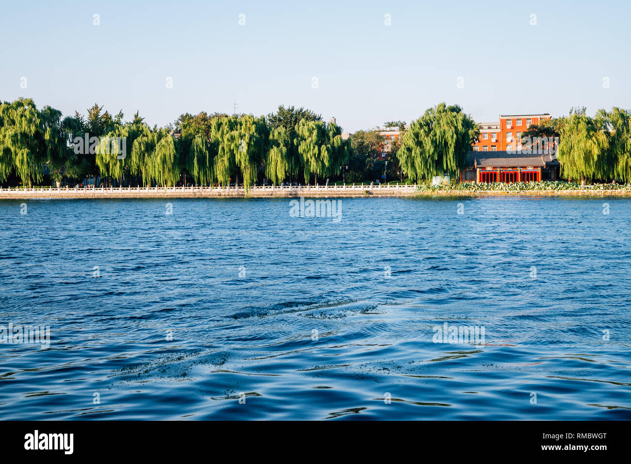 Shichahai Houhai lake and Chinese traditional pavilion in Beijing ...