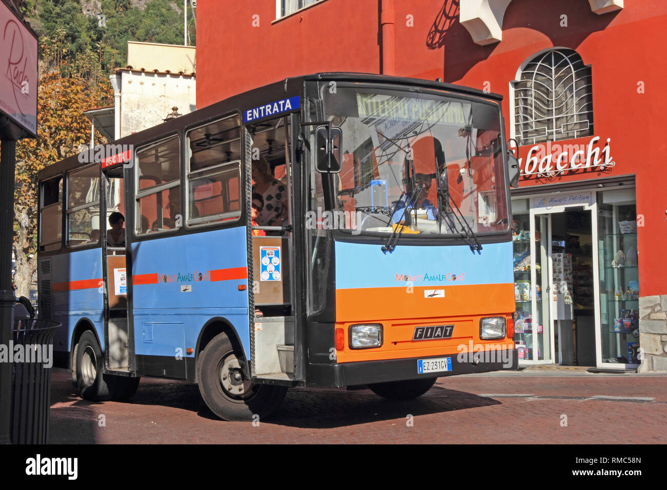 Local public transport bus, Positano Stock Photo - Alamy