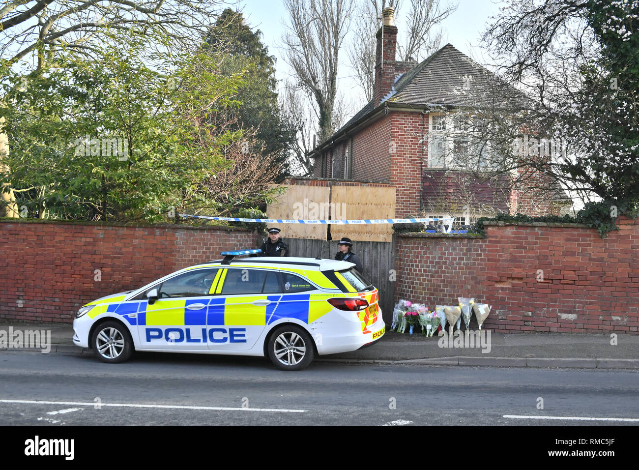The scene outside 109 Cowick Lane, Exeter, where the bodies of twins ...