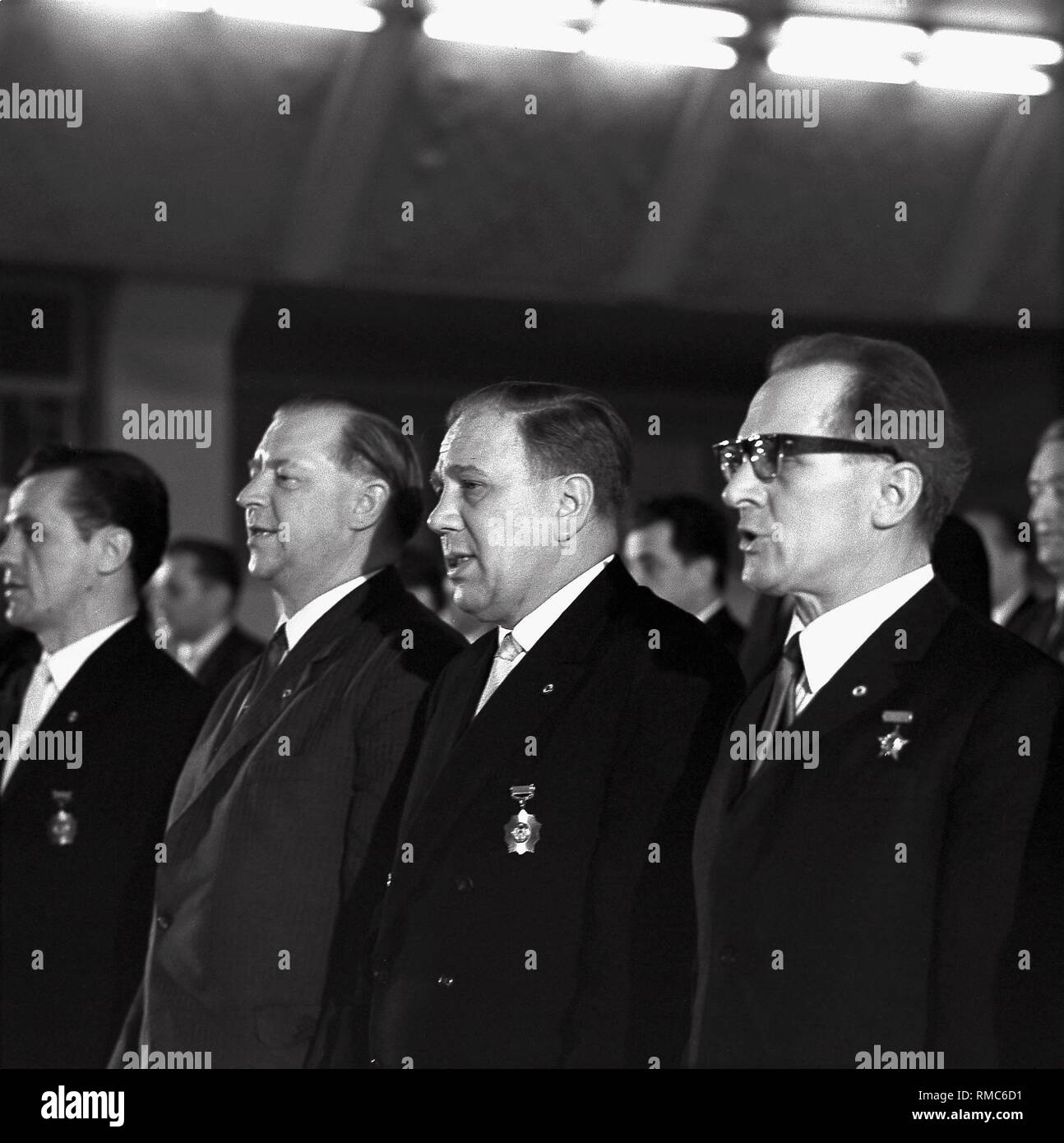 From the right: Erich Honecker, Alois Braeutigam (1st Secretary of the ...