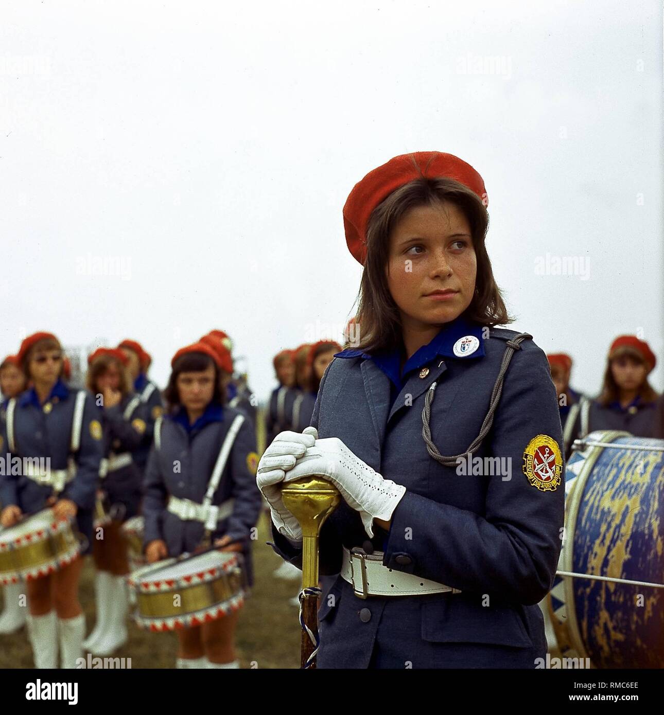 Marching band of the Gesellschaft fuer Sport und Technik (GST), which ...