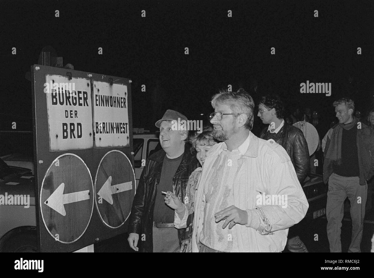Opening of the wall on 09.11.1989, at the border crossing Bornholm ...