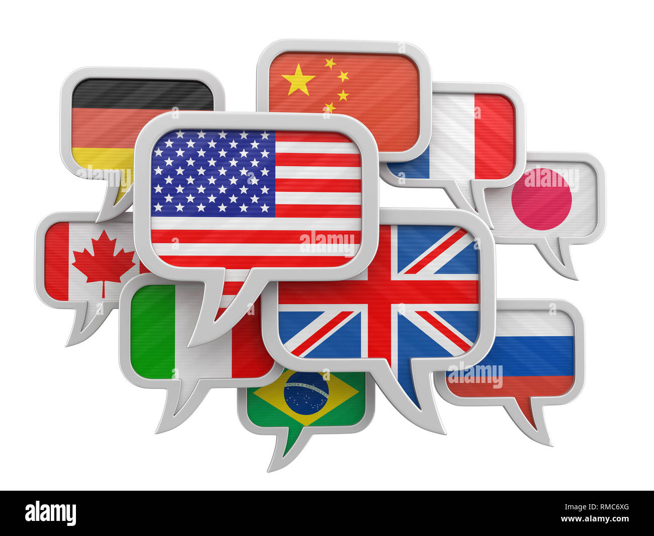 Speech bubbles with flags. Image with clipping path Stock Photo - Alamy