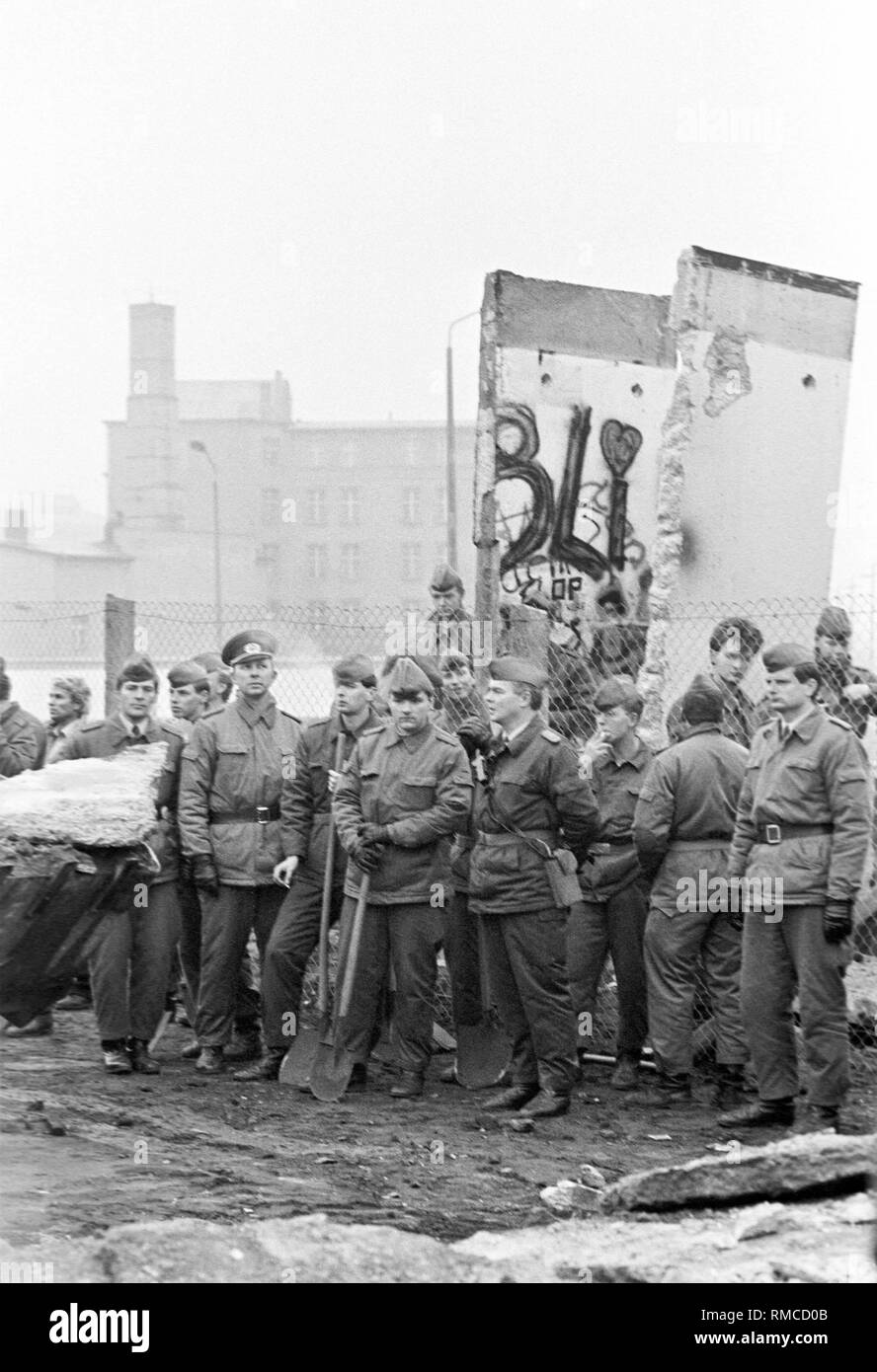 November 12, 1989 - Opening of the Berlin Wall at Potsdamer Platz. East ...