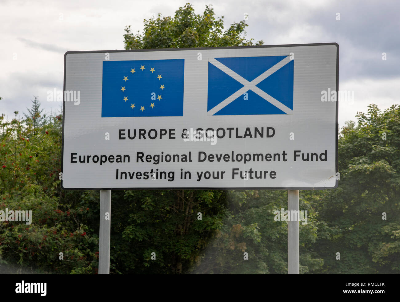 Europe and Scotland Sign, Scottish Highlands Stock Photo - Alamy