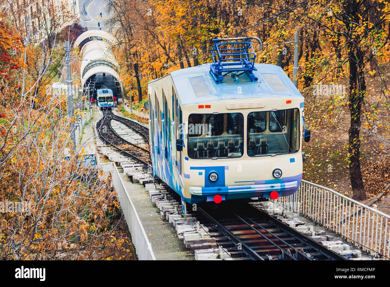 Urban funicular in Kiev, Ukraine – popular public transport Stock Photo ...