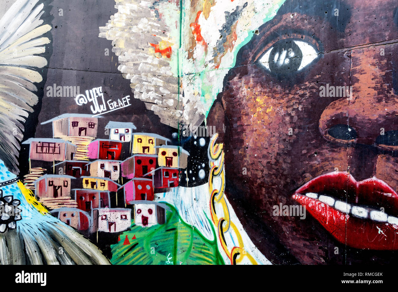 Graffiti in Comuna 13 Medellin Colombia South America Stock Photo - Alamy