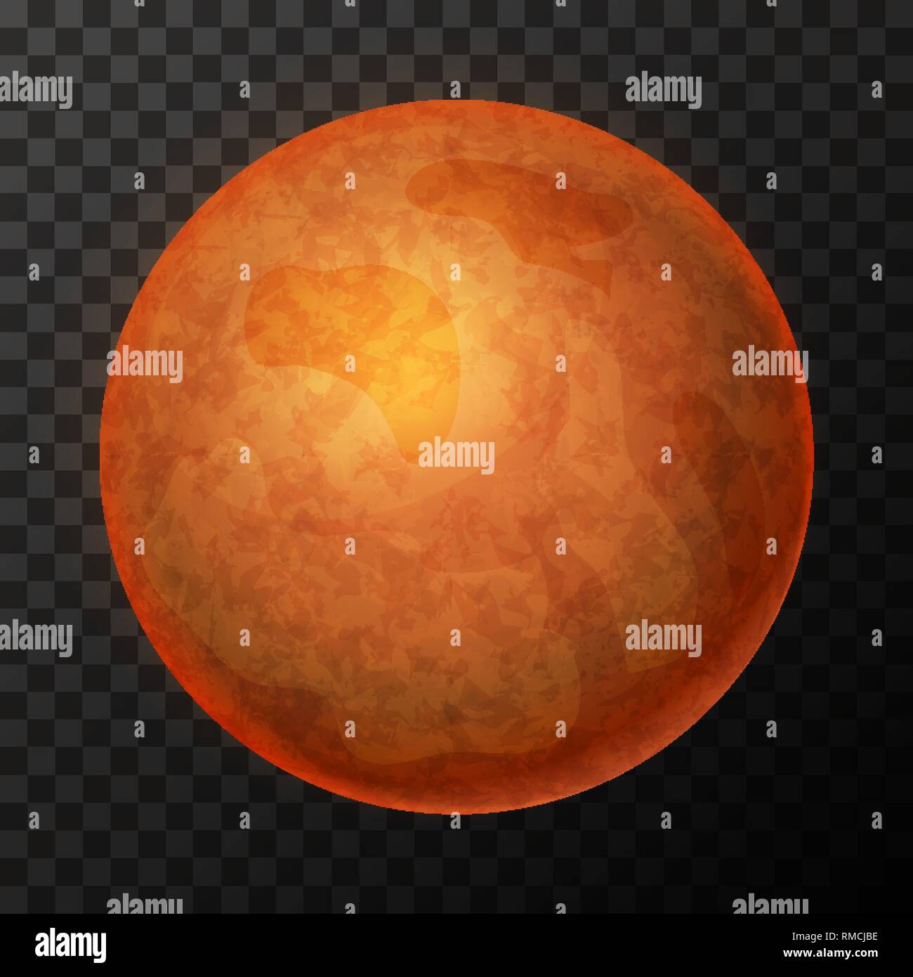 Bright realistic Mars with texture, colorful planet on transparent ...