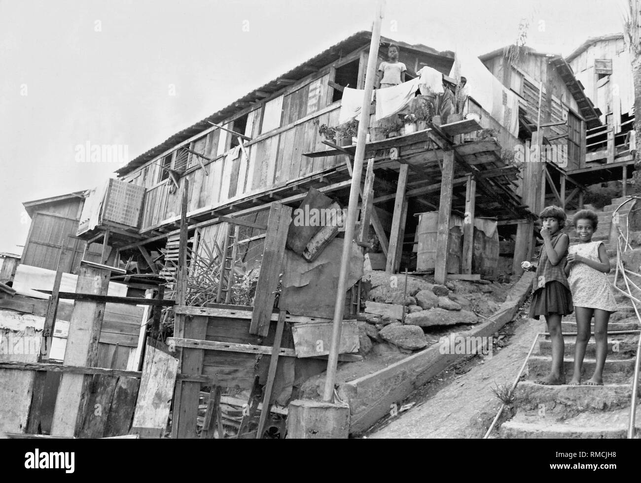 Children in a favela of Rio de Janeiro. The inhabitants of the slums ...