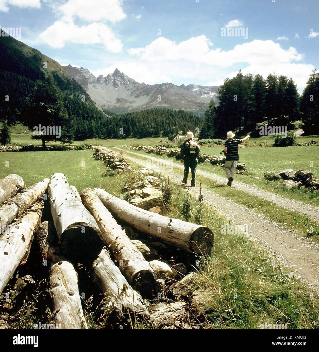 Hiking trail in the Val Lagune in the Poschiavo valley in Switzerland ...