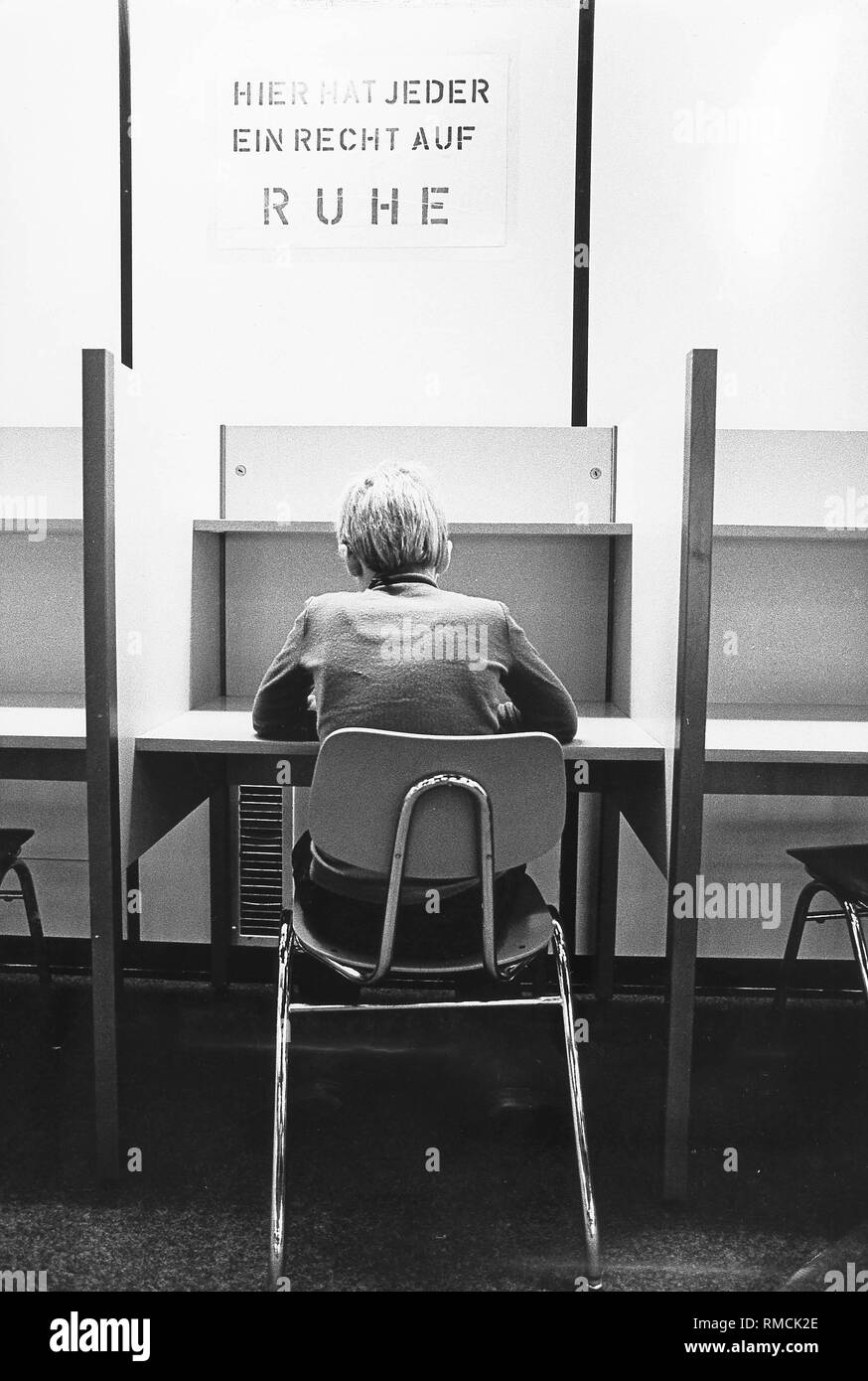 A student working silently (silence classes 5-8) in the pedagogical ...