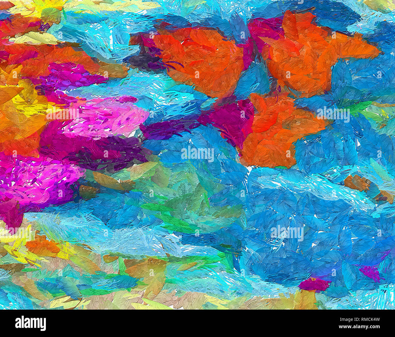 Abstract colorful stripes. Digital design painting impressionism ...