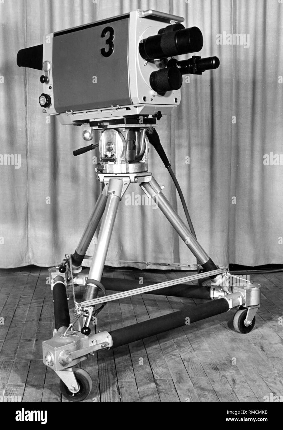 TV camera in a studio of the television center of the GDR in Berlin ...