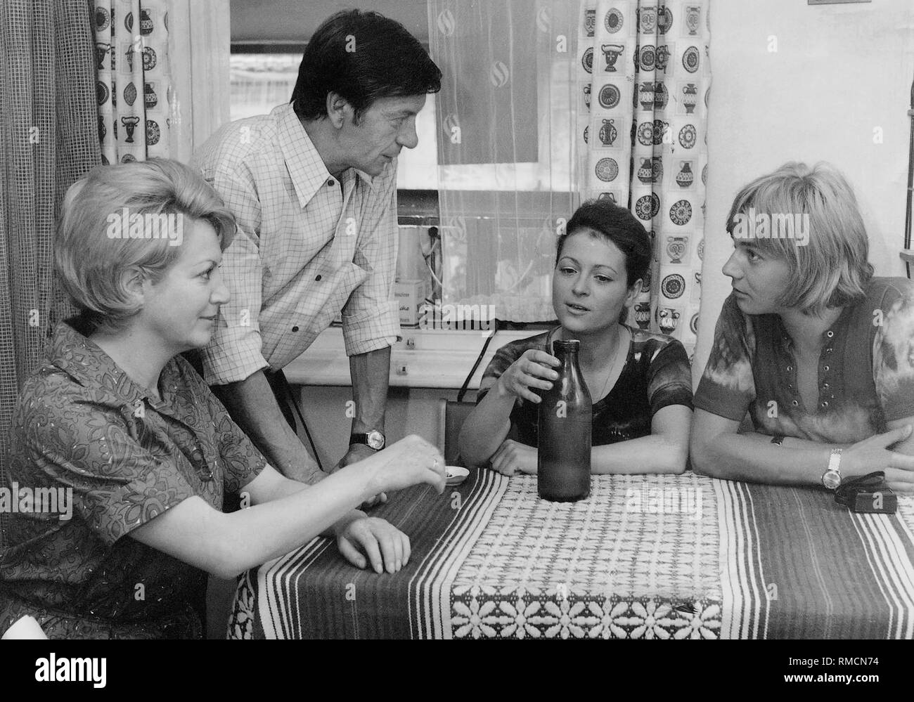 Father talking son daughter Black and White Stock Photos & Images - Alamy