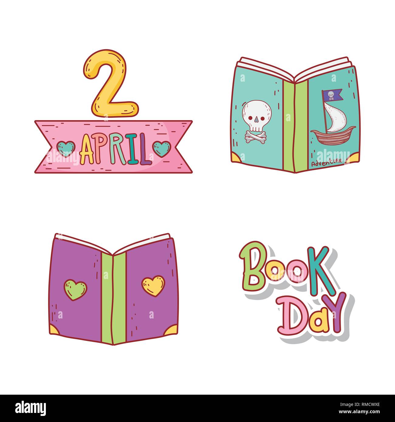 Set books literacy Cut Out Stock Images & Pictures - Alamy