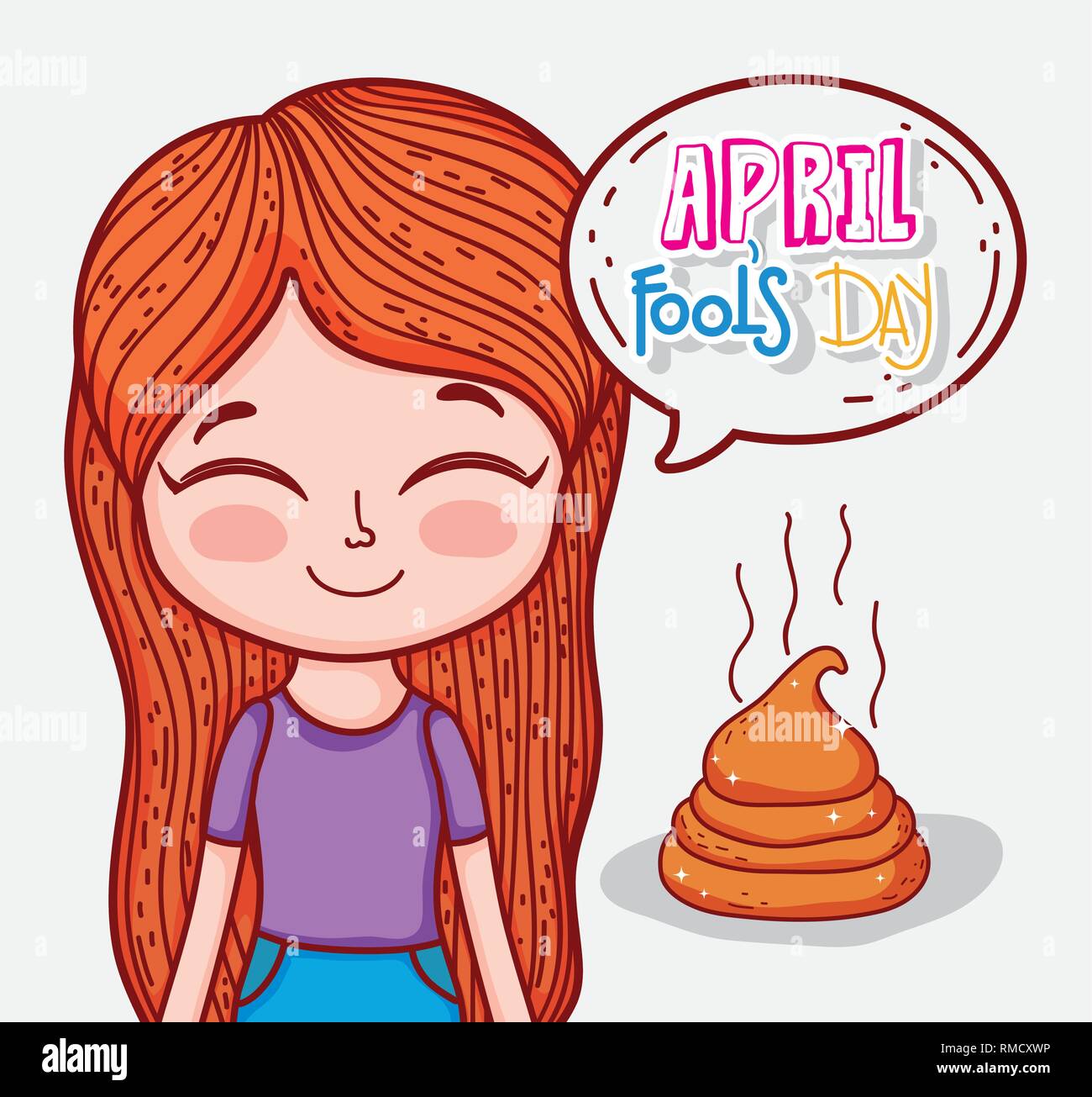girl with april fools day and poop Stock Vector Image & Art - Alamy