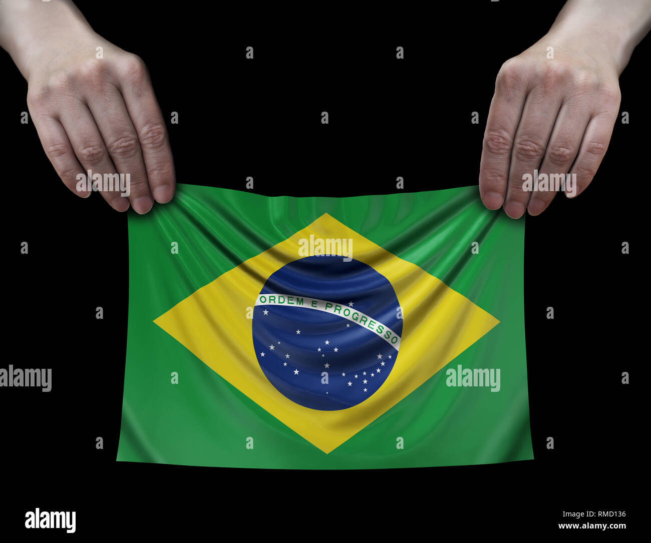 Flag in hands Stock Photo - Alamy