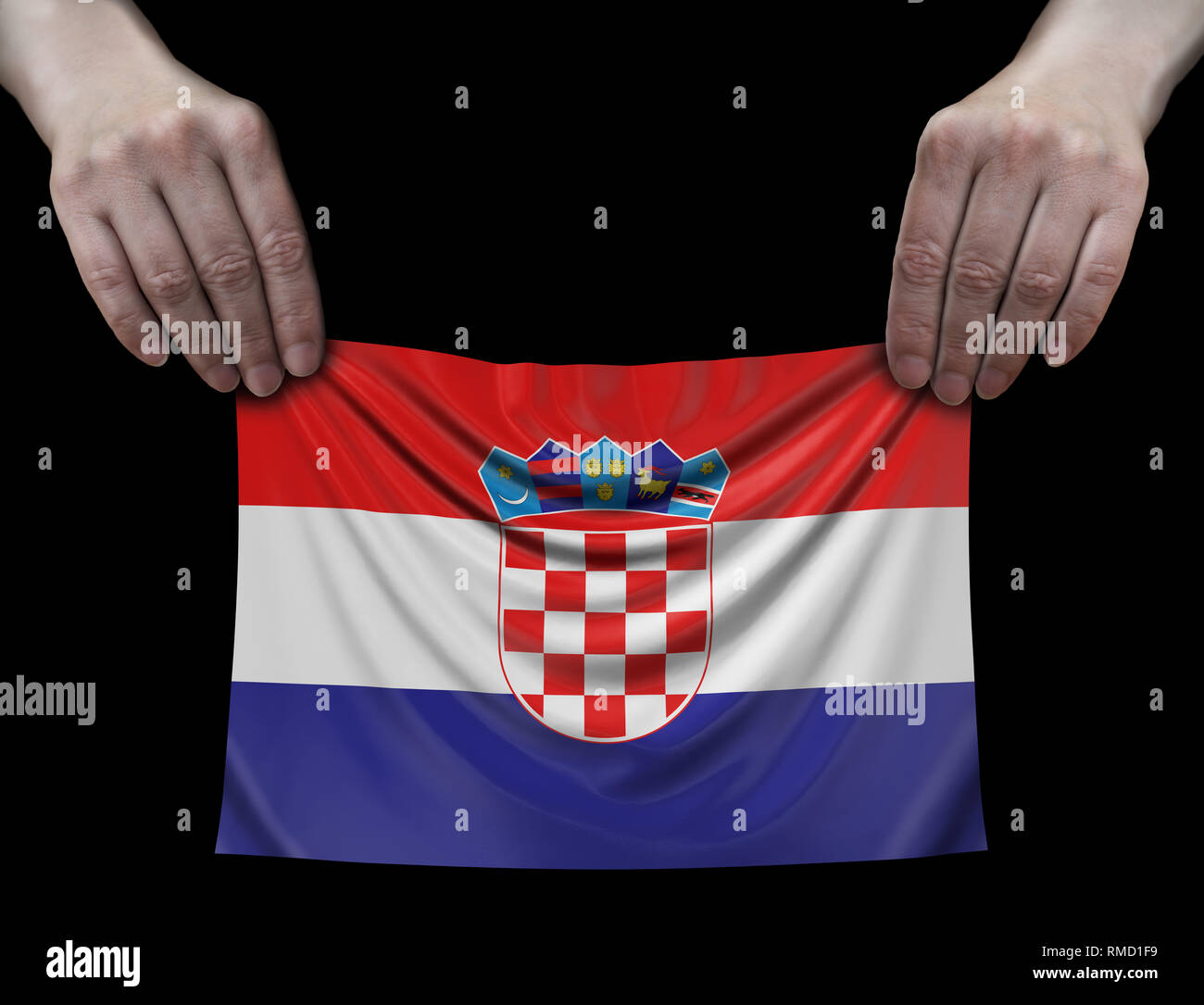 Flag in hands Stock Photo - Alamy