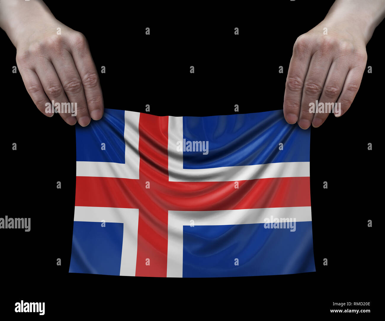 Flag in hands Stock Photo - Alamy