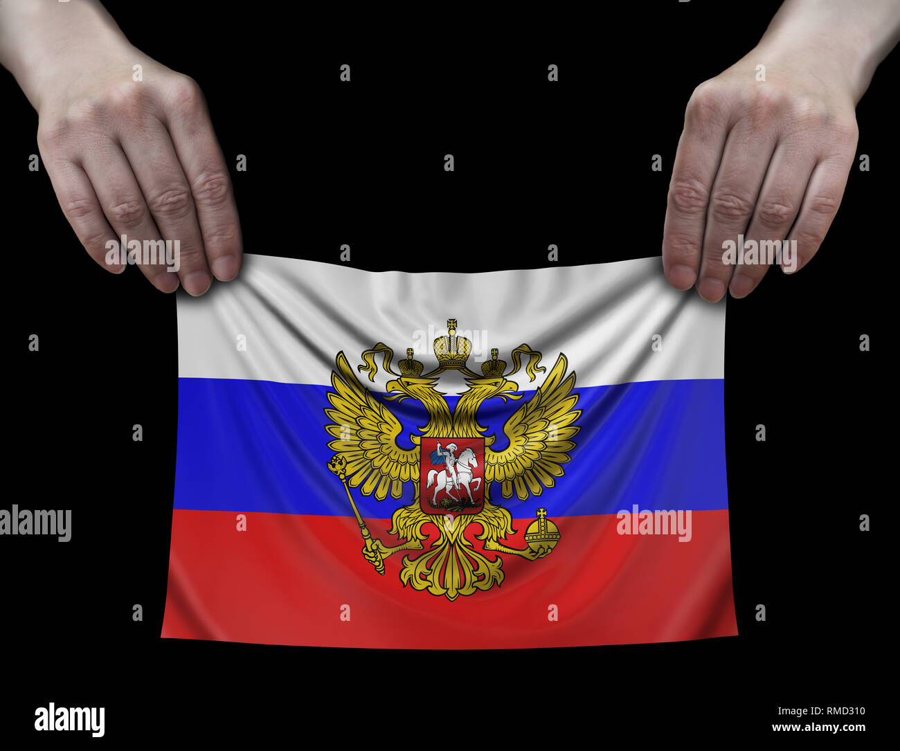 Flag in hands Stock Photo - Alamy