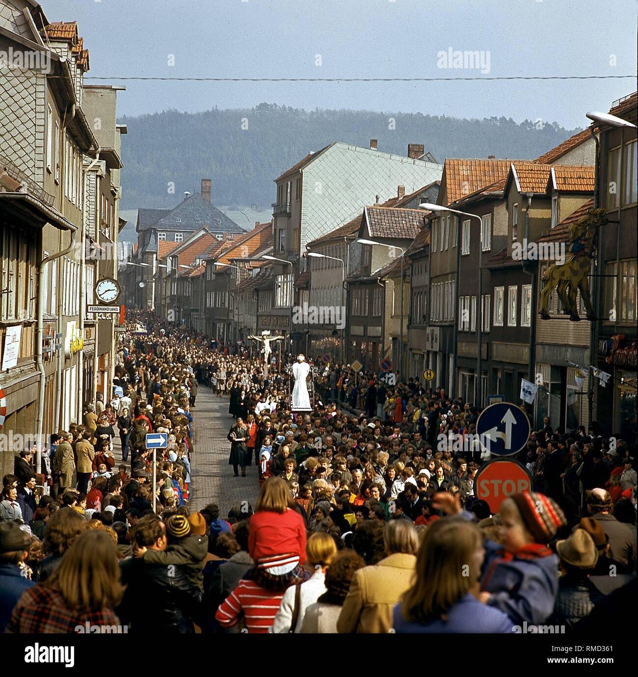 Catholic Palm Sunday procession in the main street of Heiligenstadt ...