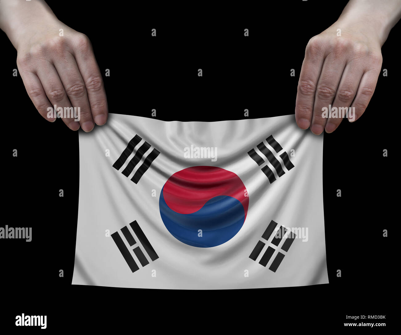 Flag in hands Stock Photo - Alamy