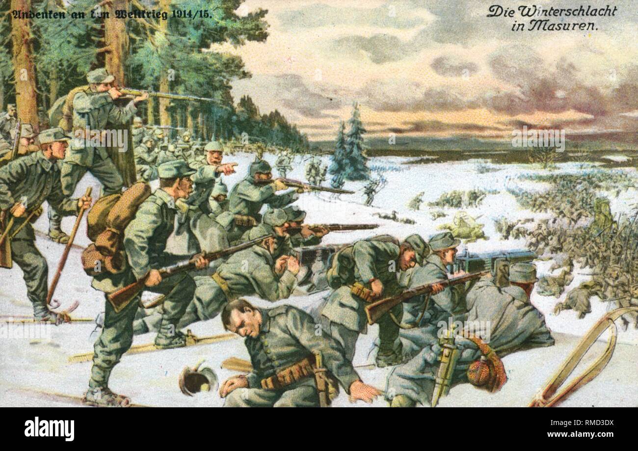 Soldiers fighting on the Eastern Front. Contemporary postcard Stock ...