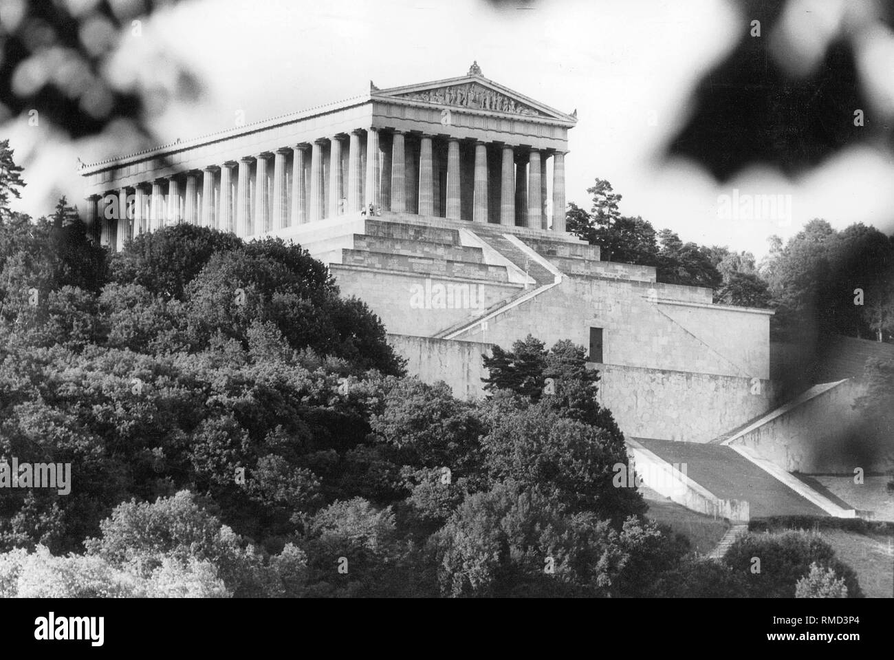 The Walhalla, embedded in the landscape of the Danube valley near ...