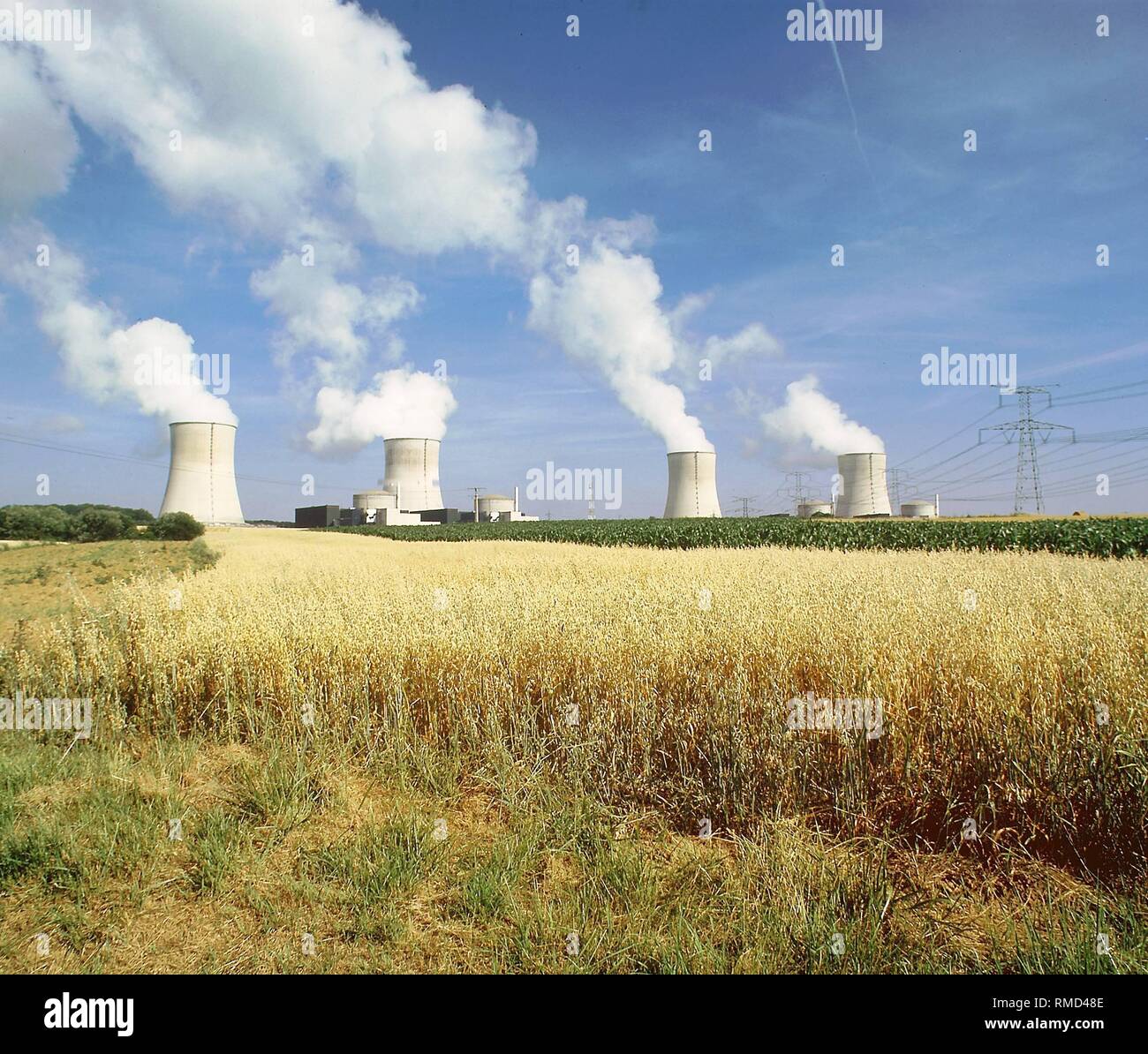 The Cattenom nuclear power plant with four reactor blocks in Lorraine ...