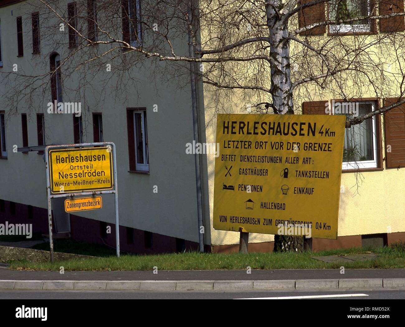 Large sign in Herleshausen with the note "The last place before the ...