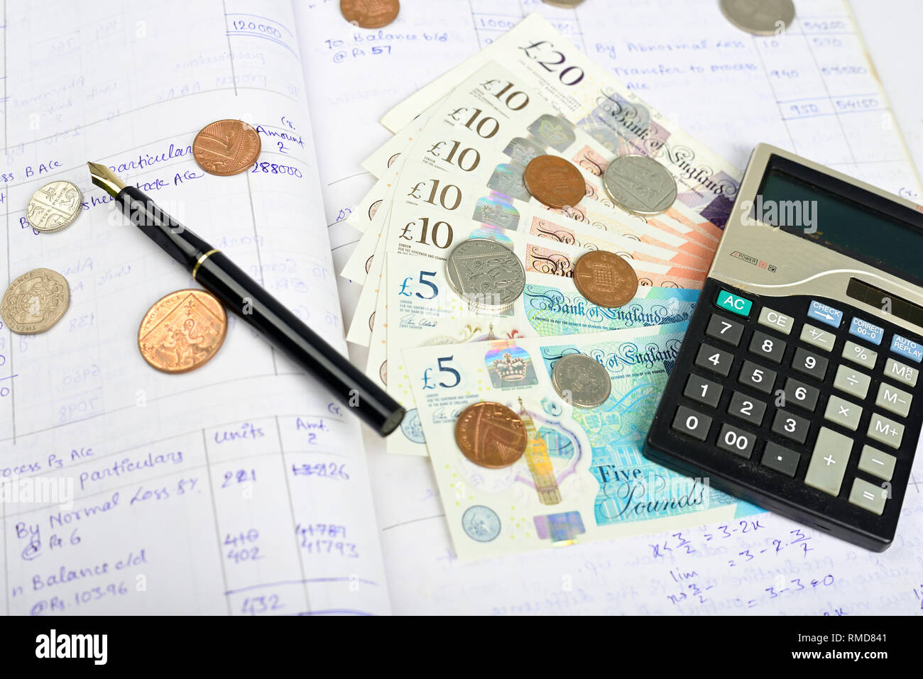 Accounting British currency pound sterling isolated on white background ...