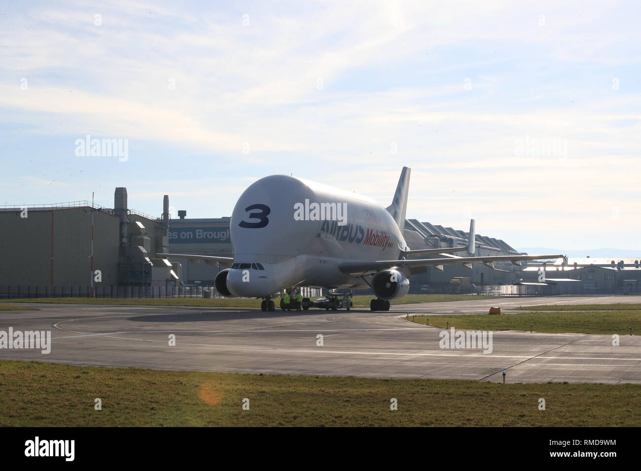 An Airbus Beluga transporter aircraft at Hawarden Aerodrome in ...