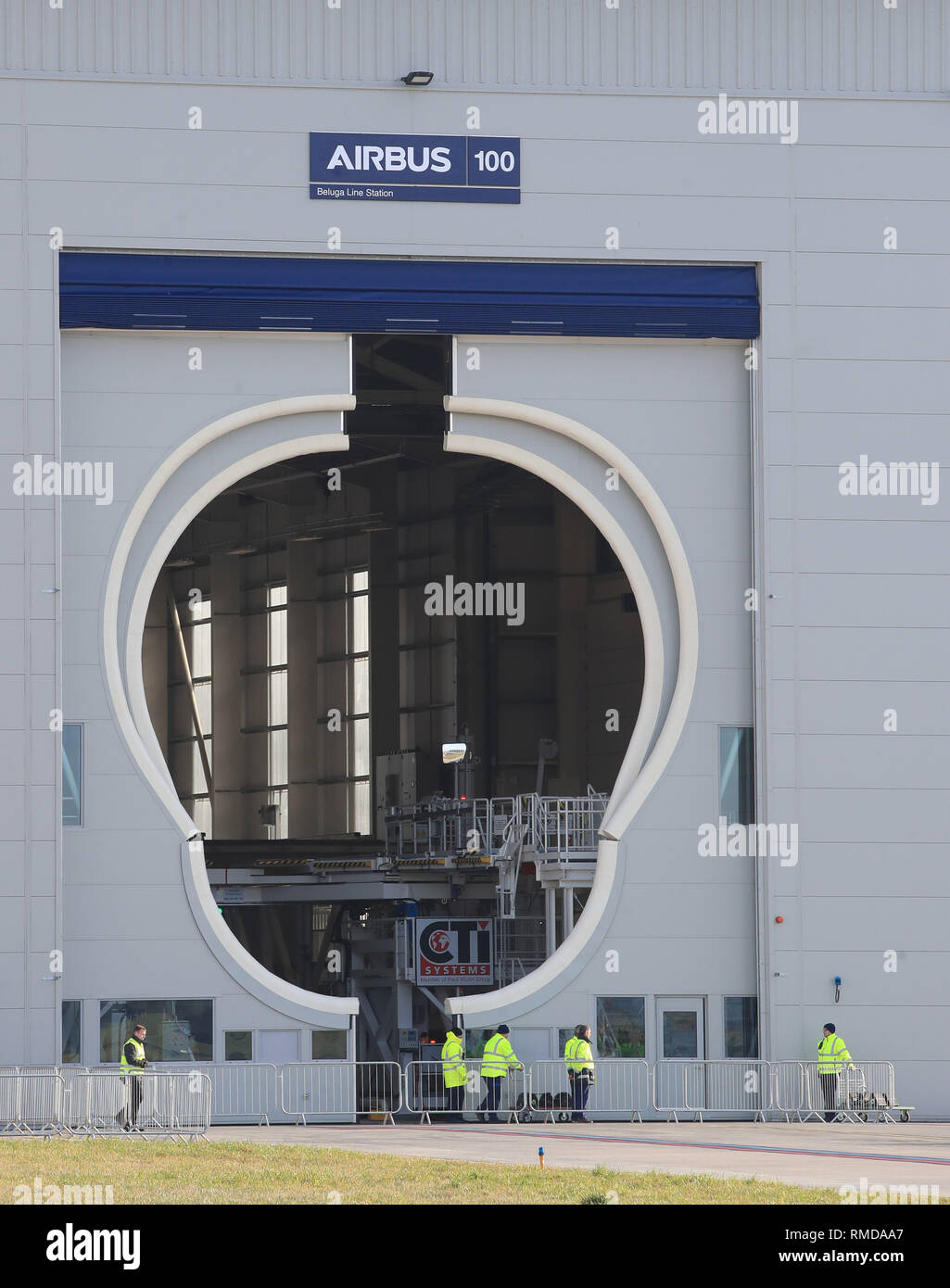 An airbus beluga aircraft hanger at hawarden aerodrome in broughton hi ...