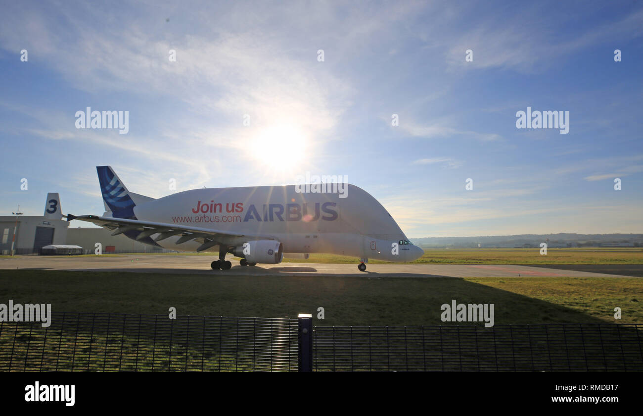 An Airbus Beluga transporter aircraft at Hawarden Aerodrome in ...