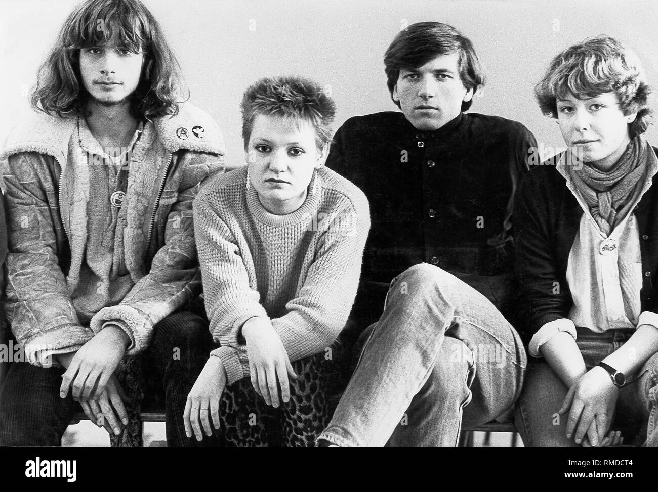 Four pupils of the 12th grade of a high school Stock Photo - Alamy