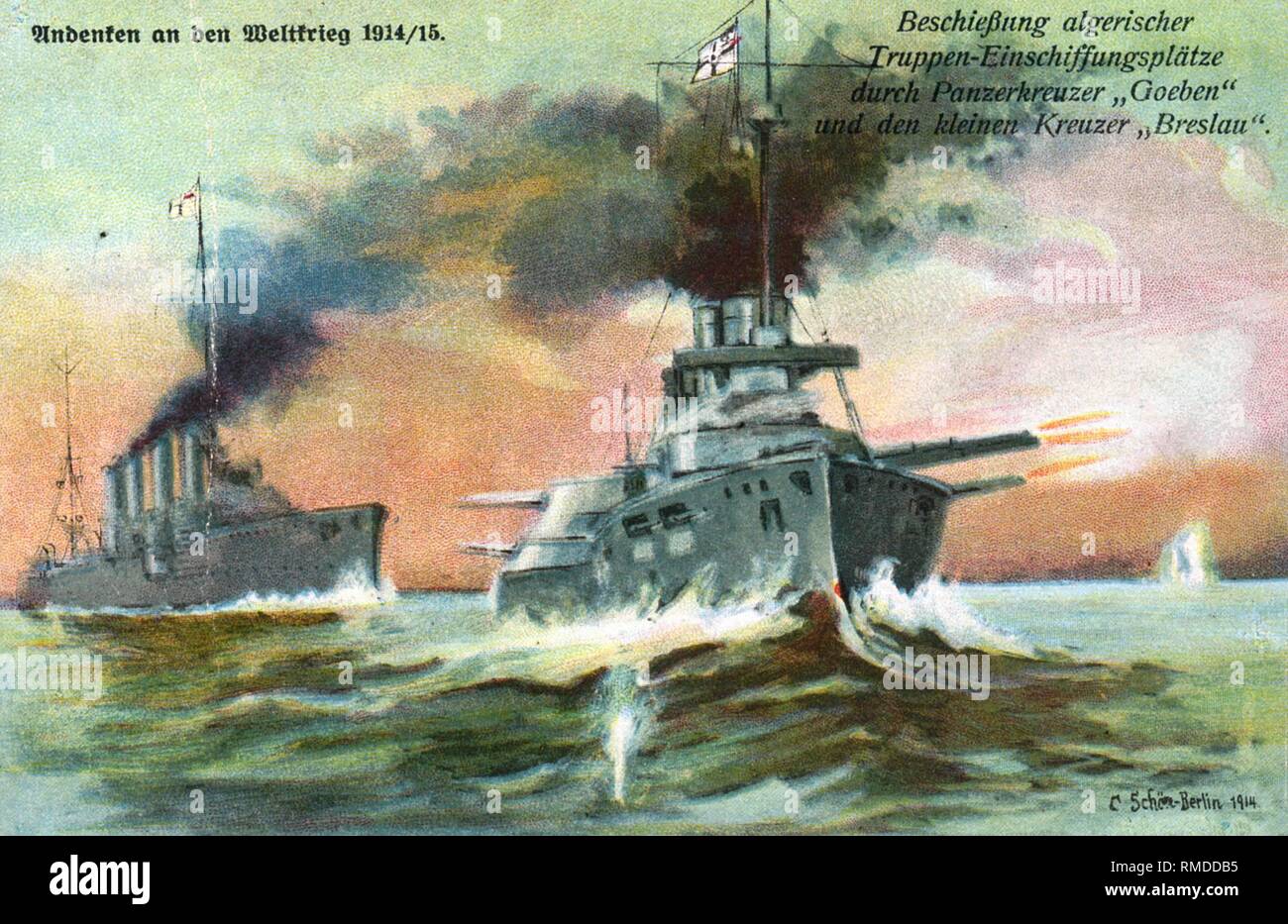 The German battlecruiser SMS "Goeben" and the small cruiser SMS Breslau ...