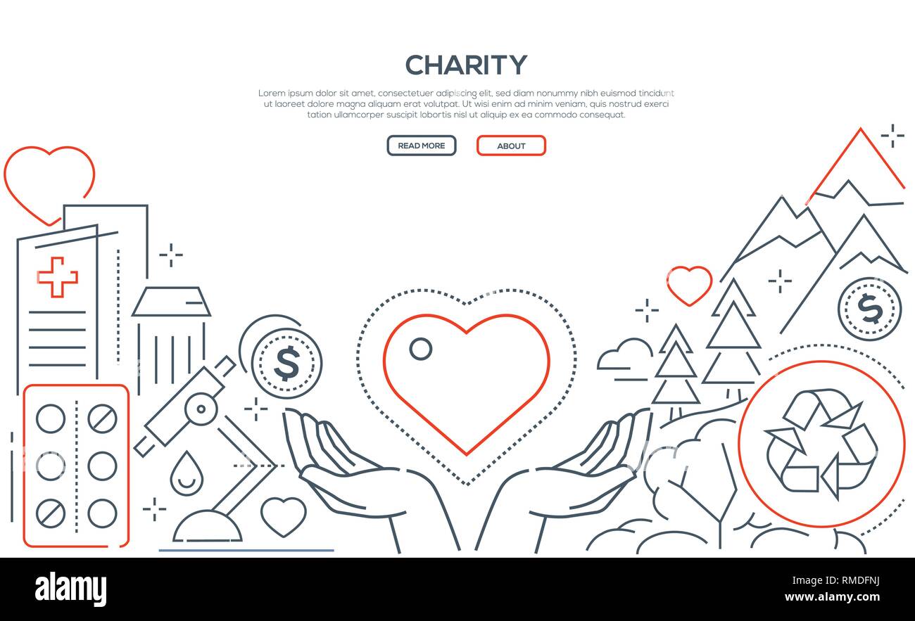 Charity - modern line design style web banner Stock Vector Image & Art ...