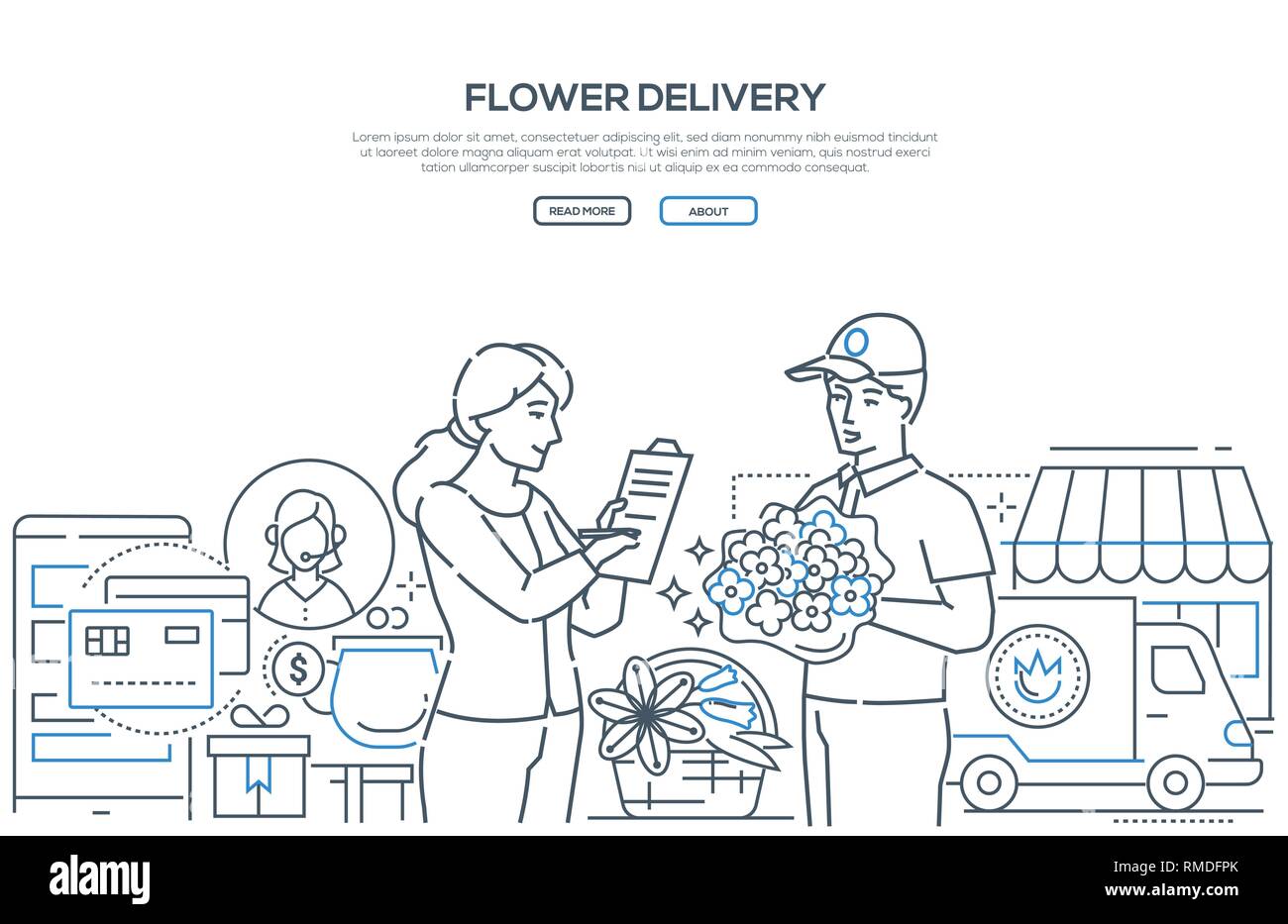 Flower delivery truck Stock Vector Images - Alamy