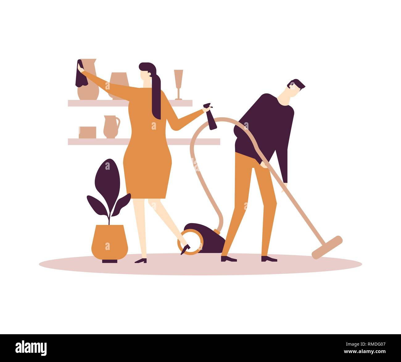 Household chores - flat design style colorful illustration Stock Vector ...