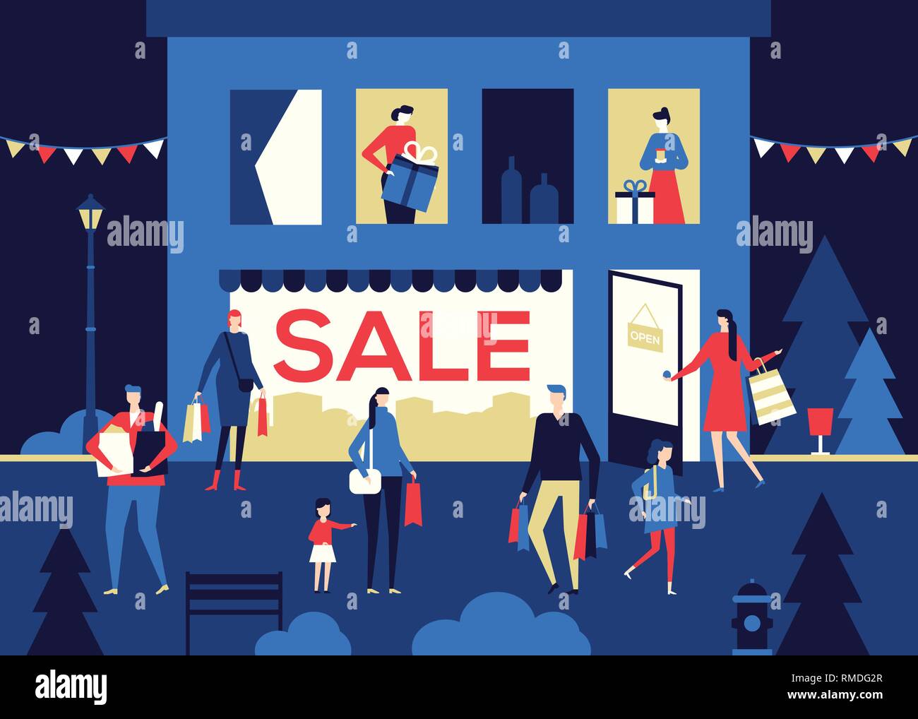 Shopping sale mall crowd Stock Vector Images - Alamy