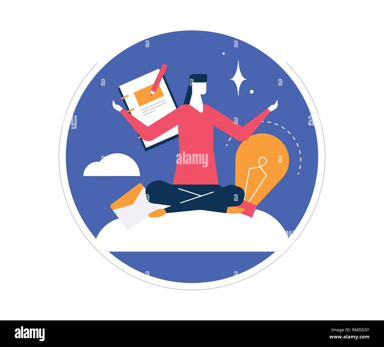 Mindfulness at work - colorful flat design style illustration Stock ...