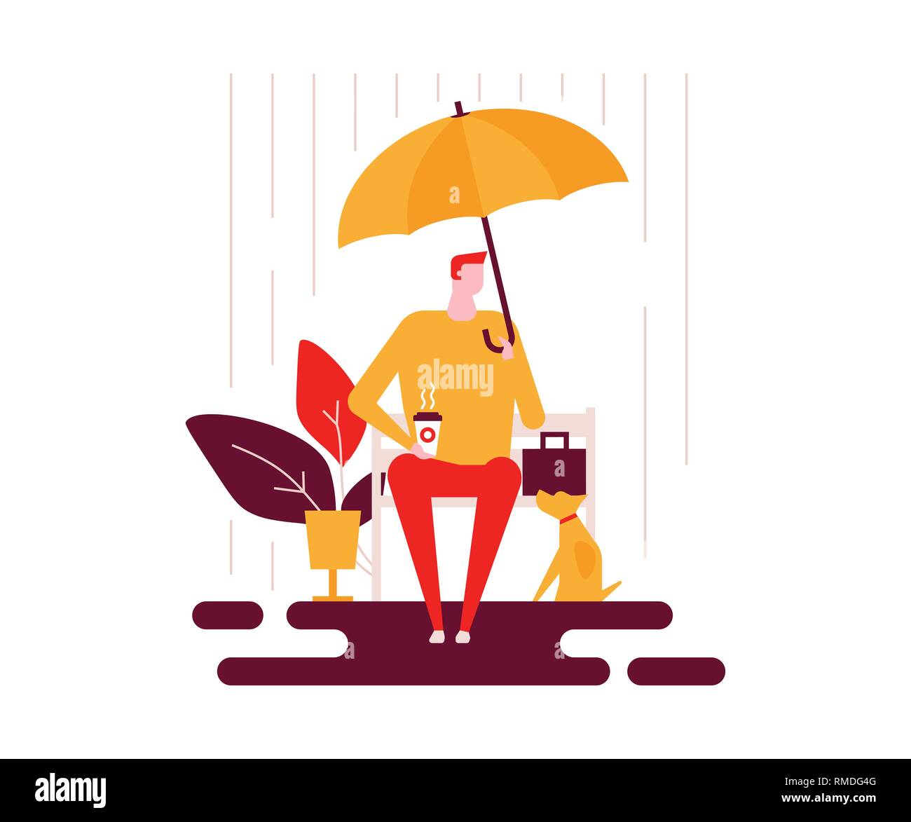 Rainy day - colorful flat design style illustration Stock Vector Image ...