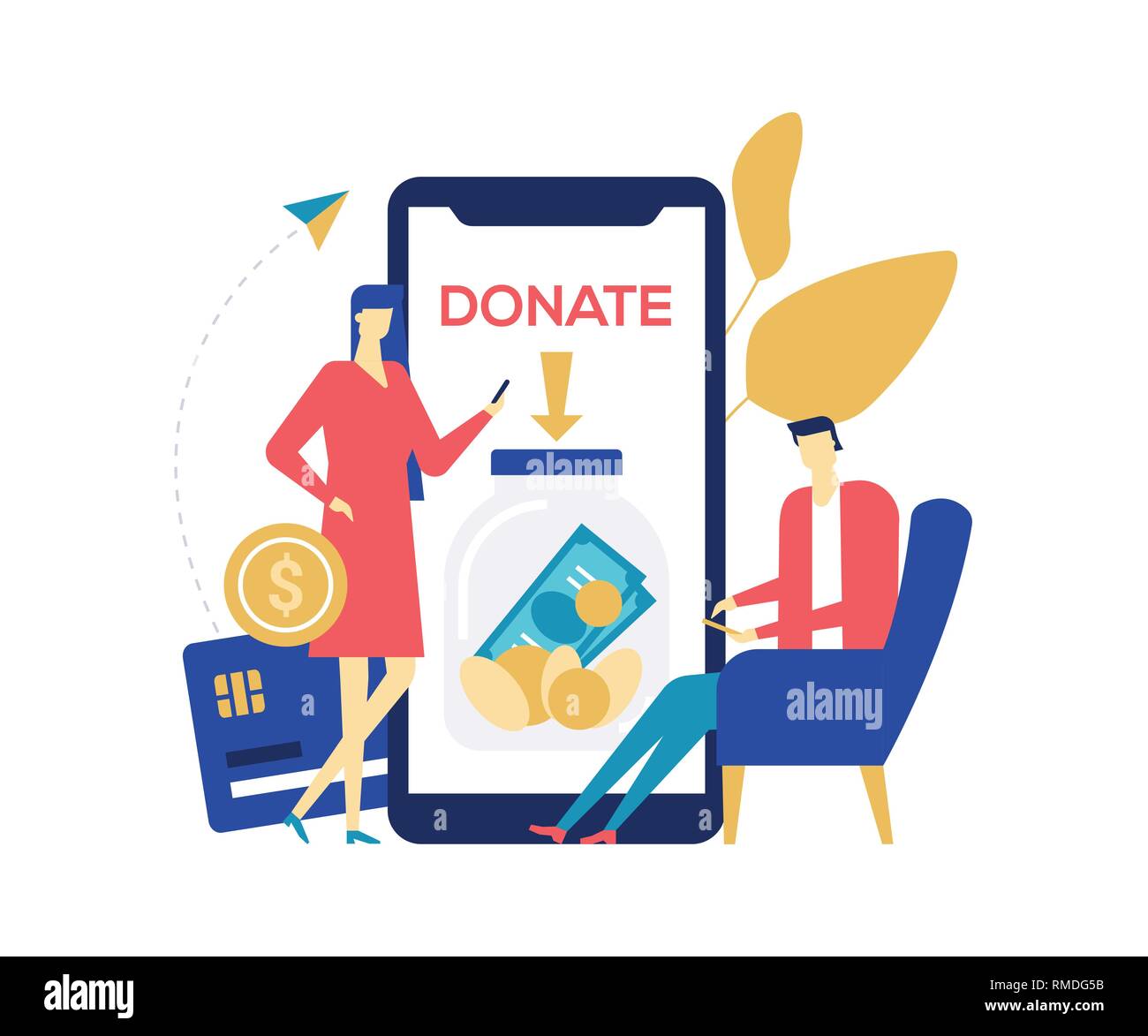 Charity and donation - colorful flat design style illustration Stock ...